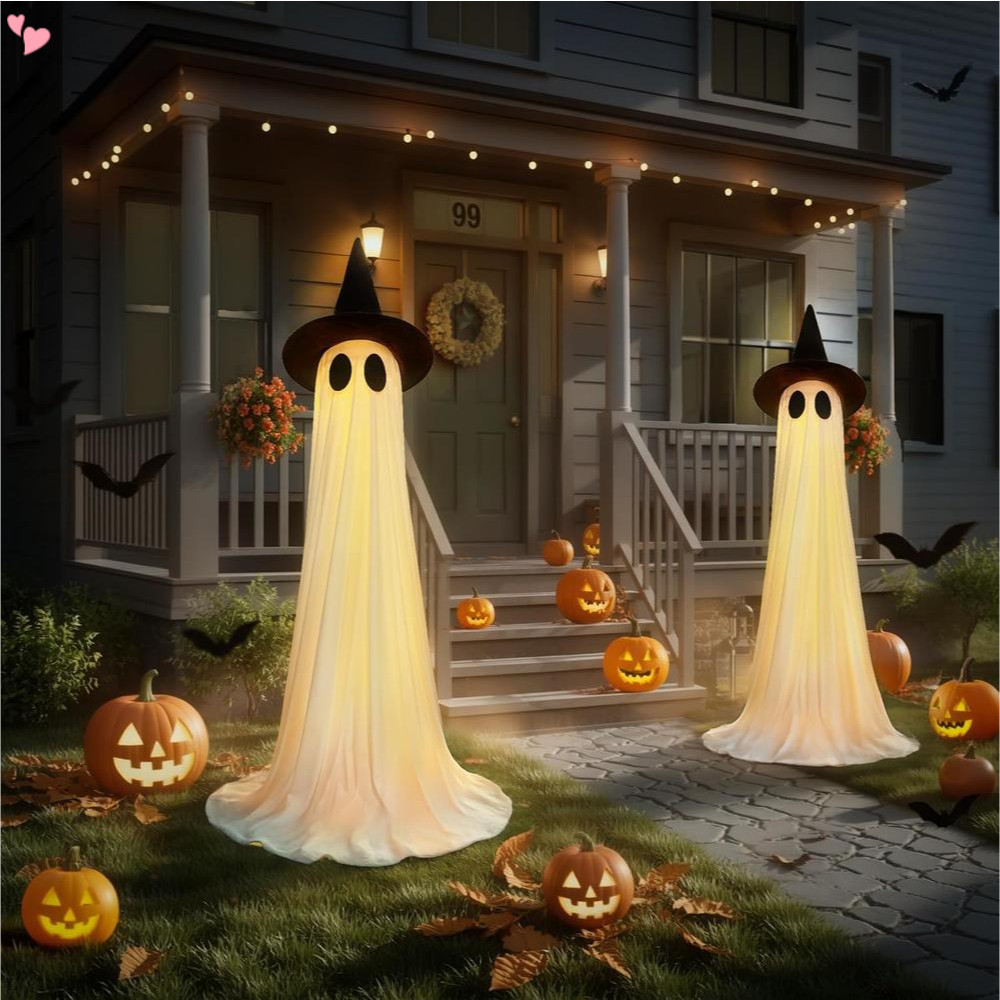 Halloween Decorations Outdoor, 4Ft Wind-Resistant Ghost Decor with USB ...
