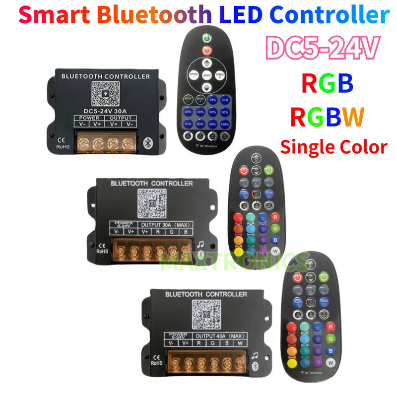 Smart Bluetooth LED Controller PWM Dimmer APP Timing RF Remote 10A/CH ...