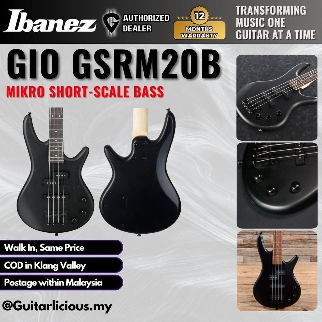 Ibanez GSRM20B 4 String Mikro Short-Scale Bass Guitar - Weathered Black ...