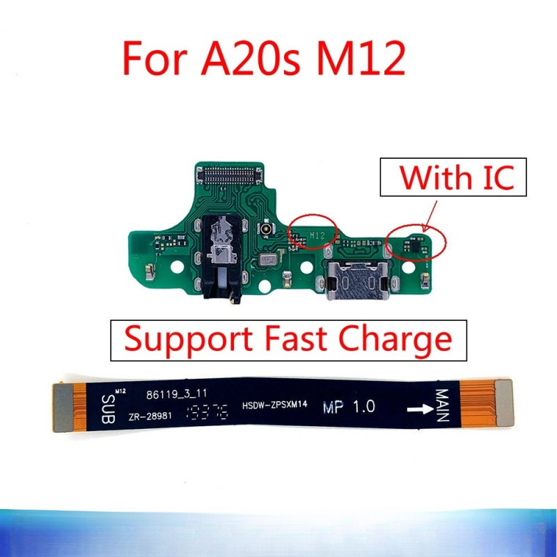 For Samsung Galaxy A20S M12 USB Charging Port Dock Board with IC Main ...