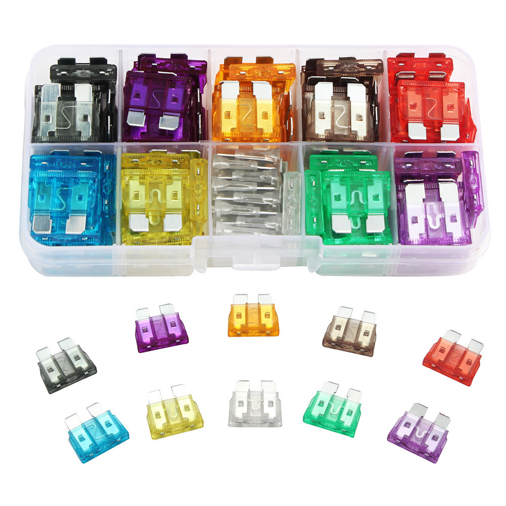 Rain 100Pcs Blade Type Fuse Set 15A 20A 25A 30A 35A 10 Types Car Fuse ...