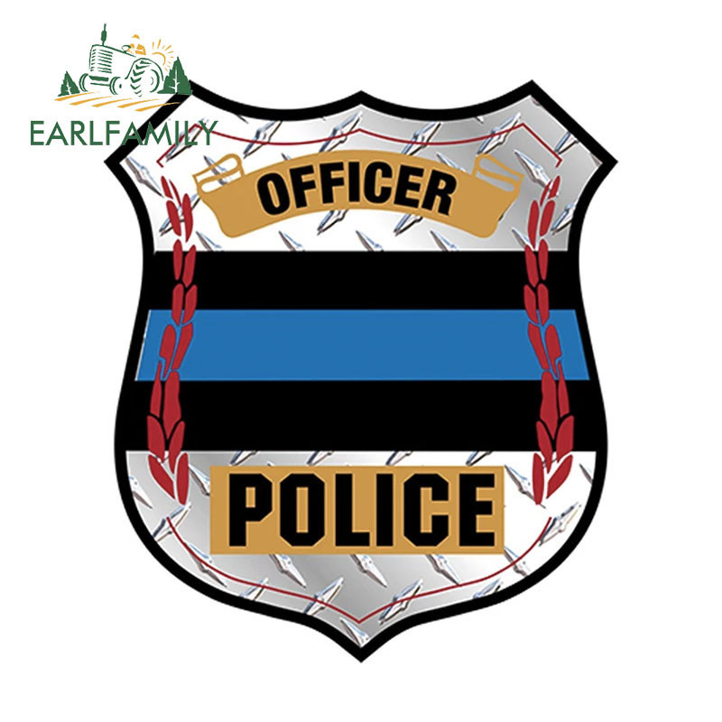 EARLFAMILY 13cm x 12cm Thin Blue Line Badge Diamond Car Sticker Window ...