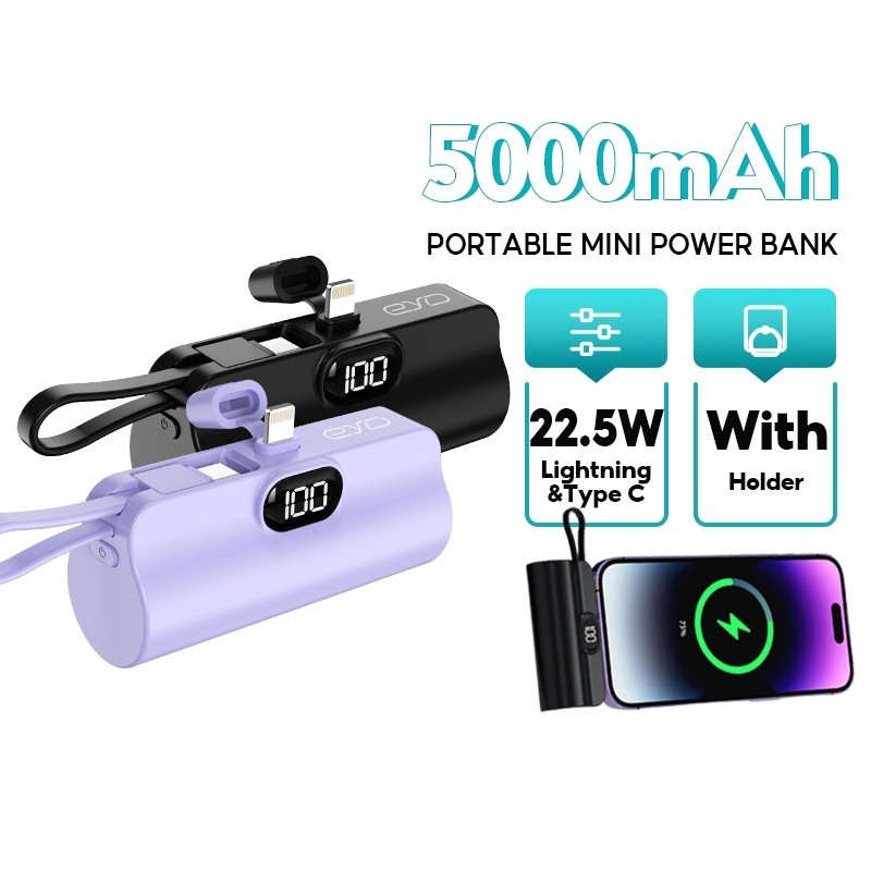 2025 New Upgraded LED Display Mini Capsule Portable Powerbank 5000mAh ...