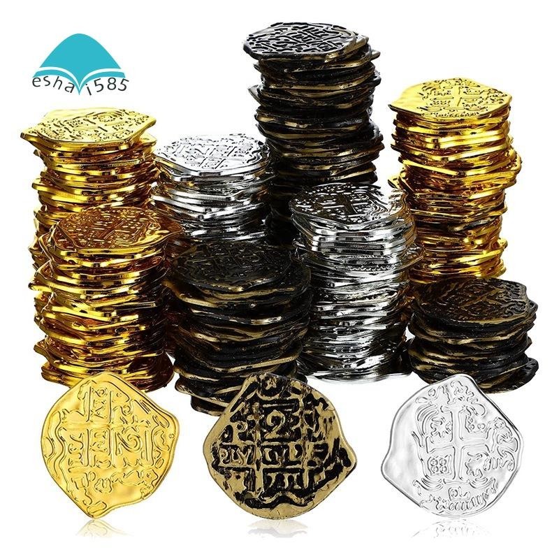 300 Pcs Plastic Gold Coins Pirate Coins Kids Play Coins for Pirate ...