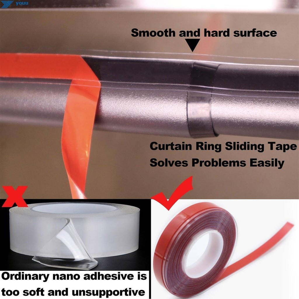 Clear Curtain Glide Tape Acrylic Hard Surface Drapery Ring Glide Tape ...