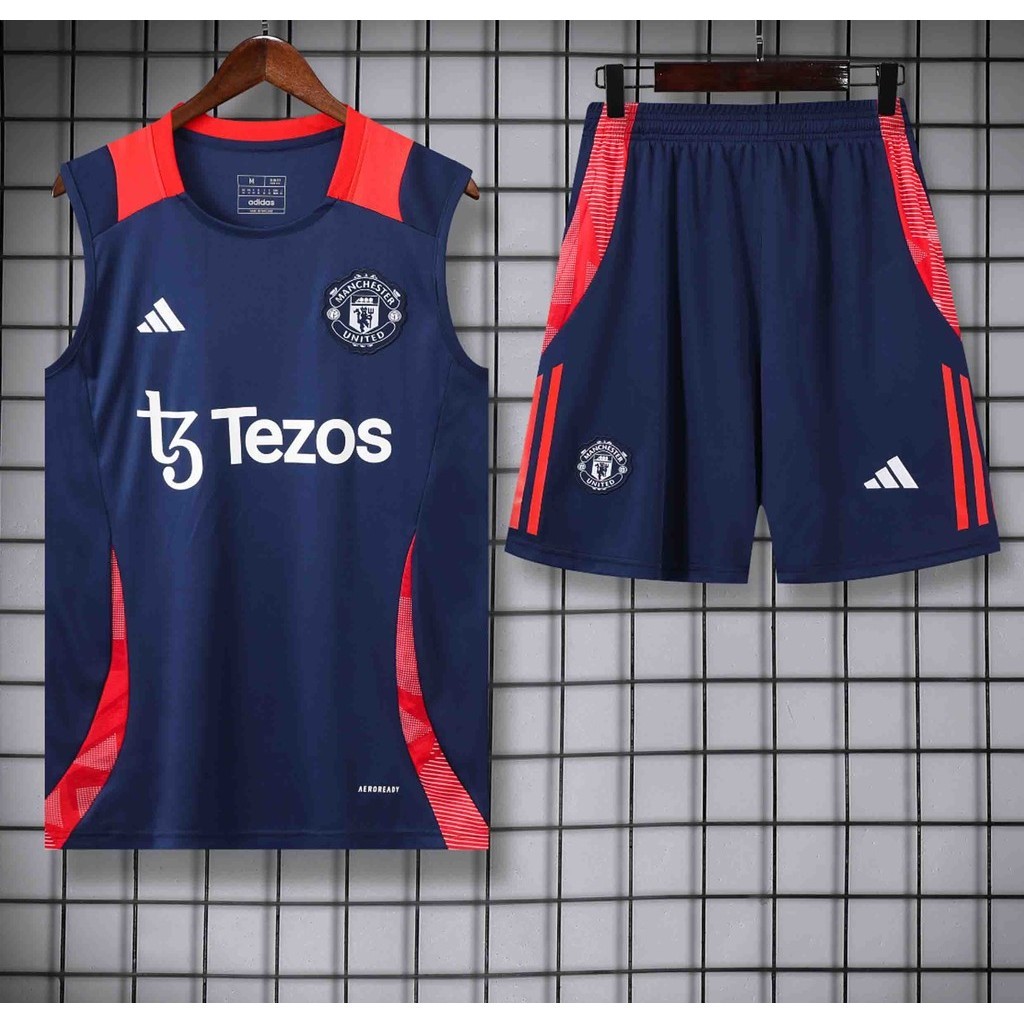 24/25 Manchester United Training Suit Vest Normal Blue jersey S-2XL ...