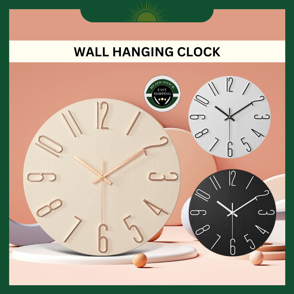 Battery Clock Simple Nordic Wall Hang Clock Hook Time Office Clock ...