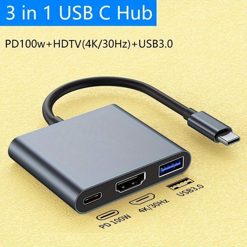 3 in1 Type-C to HDTV HDMI USB 3.0 Type C Female Converter Cable Adapter ...