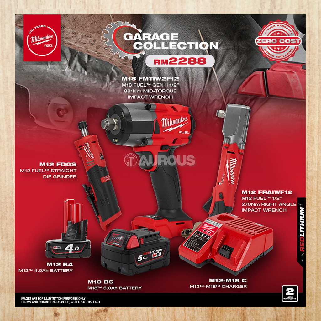 MILWAUKEE GARAGE COLLECTION (M18 FMTIW2F12-0X + M12 FDGS-0 + M12 ...