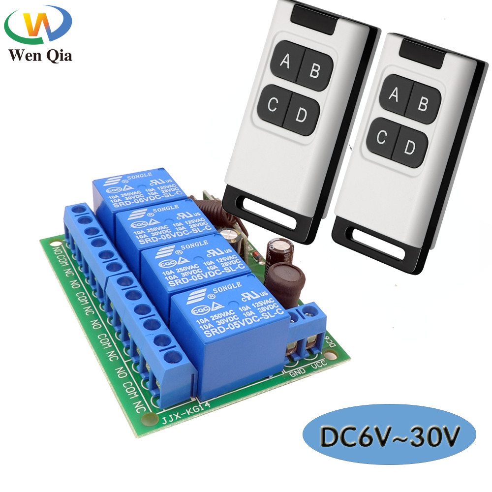433Mhz Universal Wireless RF Remote Control Switch DC12V 24V 4Channel ...