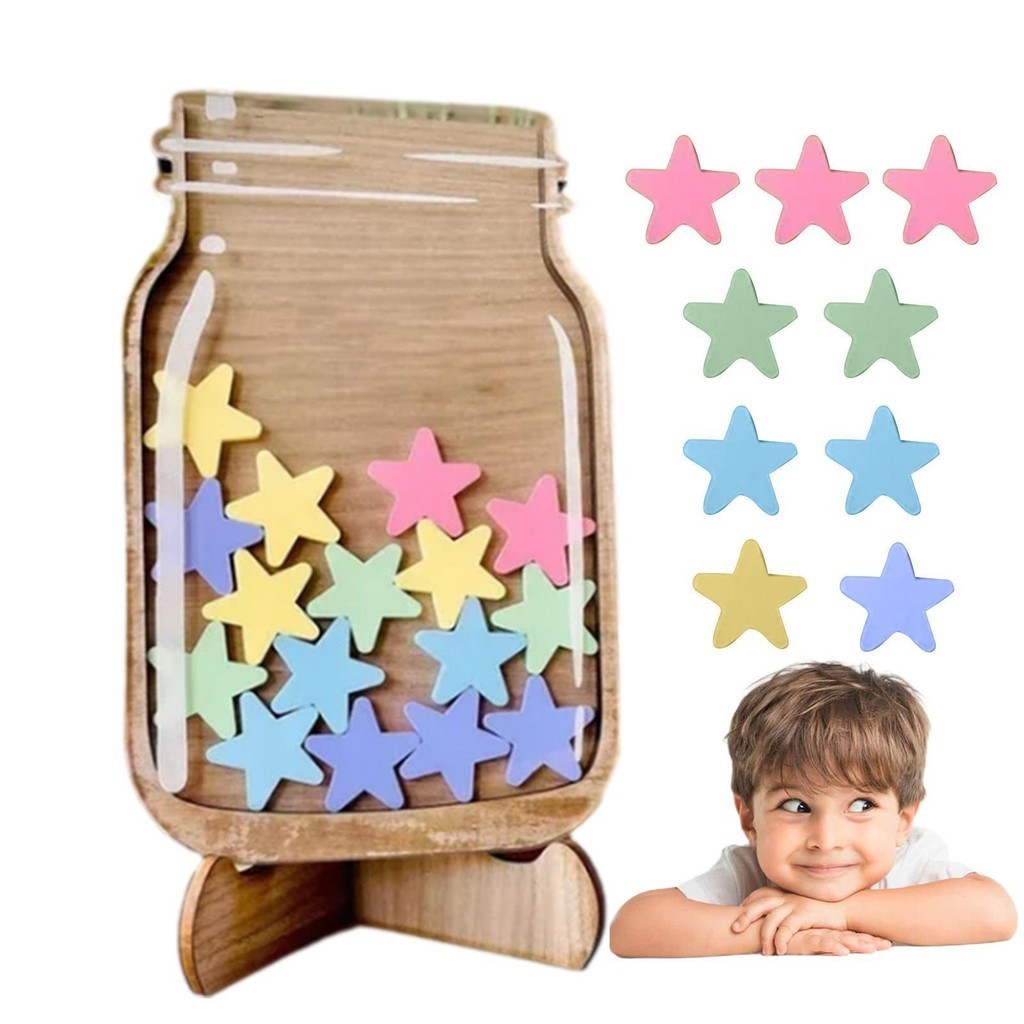 Star Reward Jar Wooden Behavior Reward Jars with 25 Stars Cute ...