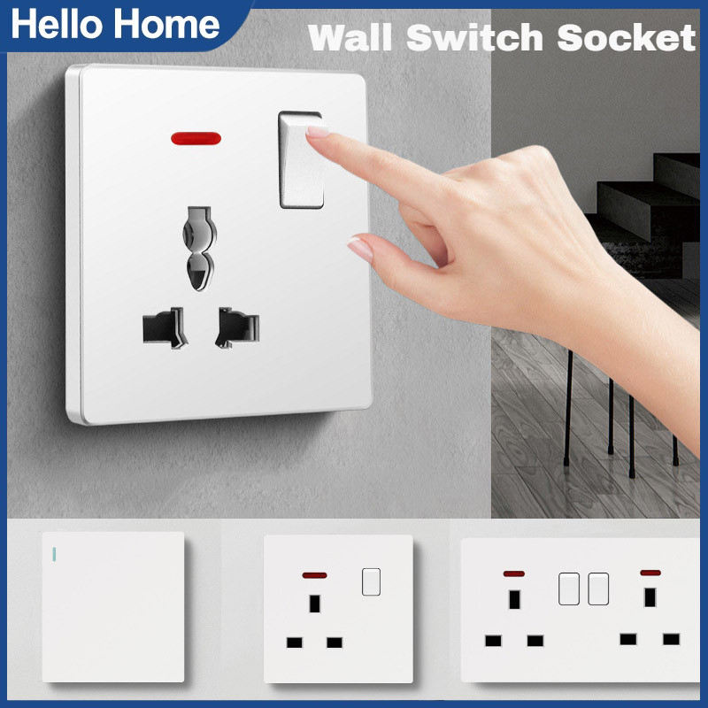 Wall Switch Socket 1/2Way 13A Wall Switch Socket Ultrathin Wall Button ...