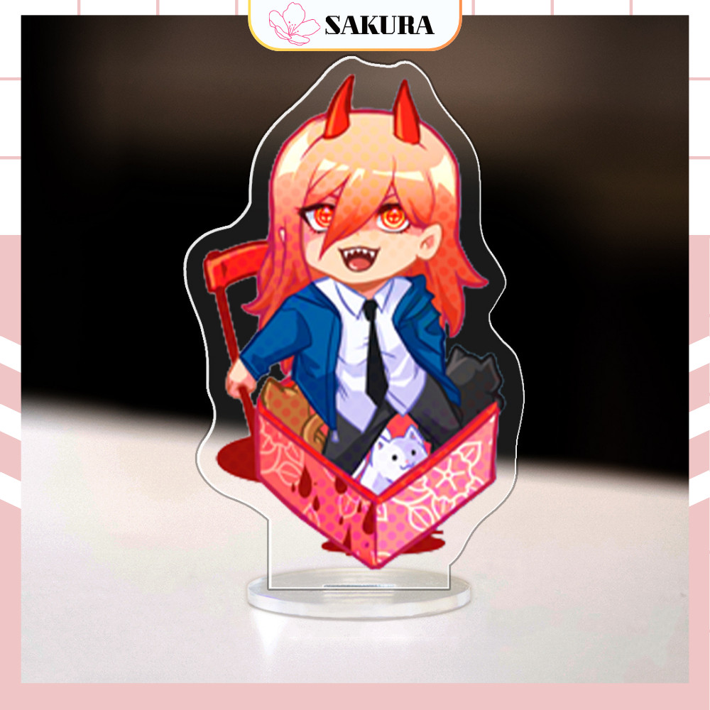 Acrylic standee model Chainsaw Man, Power Denji Anime Chibi, desk study ...