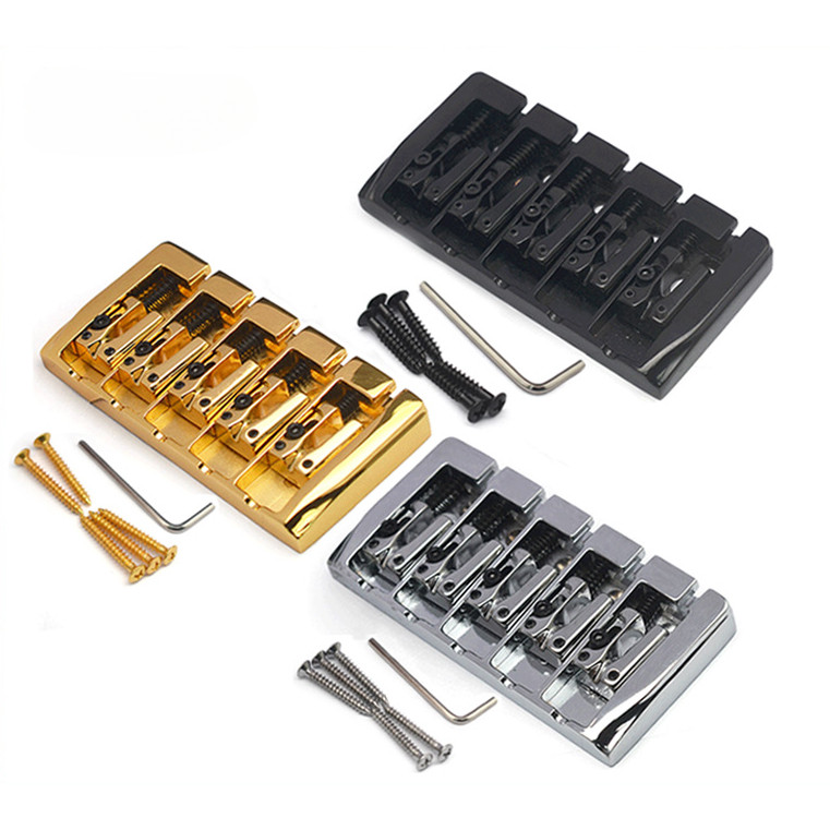 Vintage 5 String Locked Saddle Bass Bridge 111x54MM Body Bottom Through ...