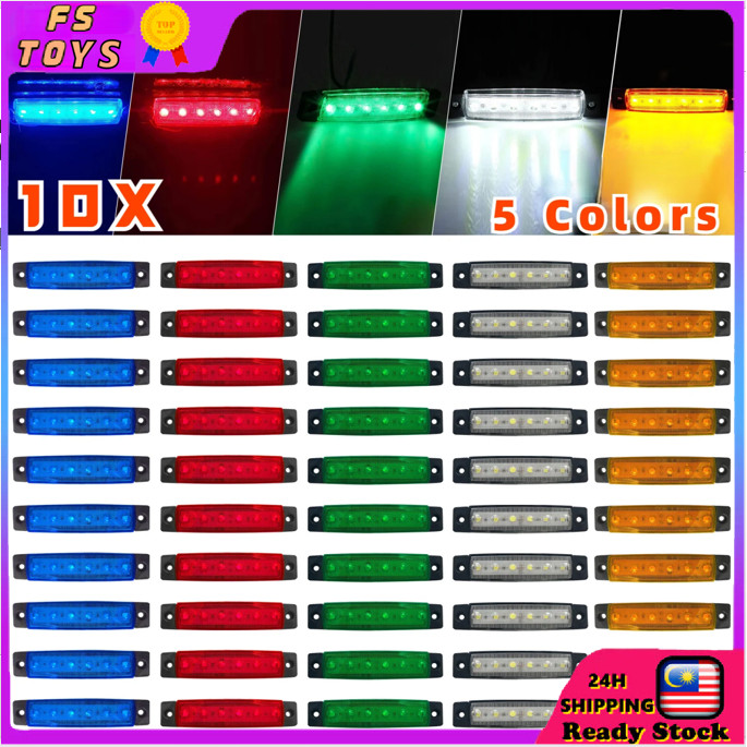 10PCS 12V 24V 6 LED Truck Side Light Marker Indicator Light Bus Lorry ...