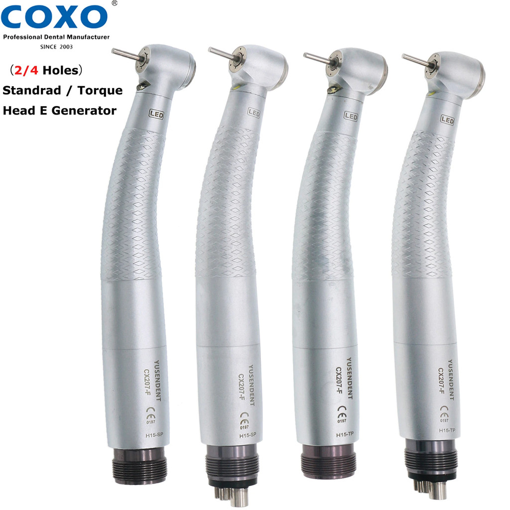 COXO Dental LED Handpiece High Speed 3 Water Spray Push Button Standrad Torque Self-Luminous E ...