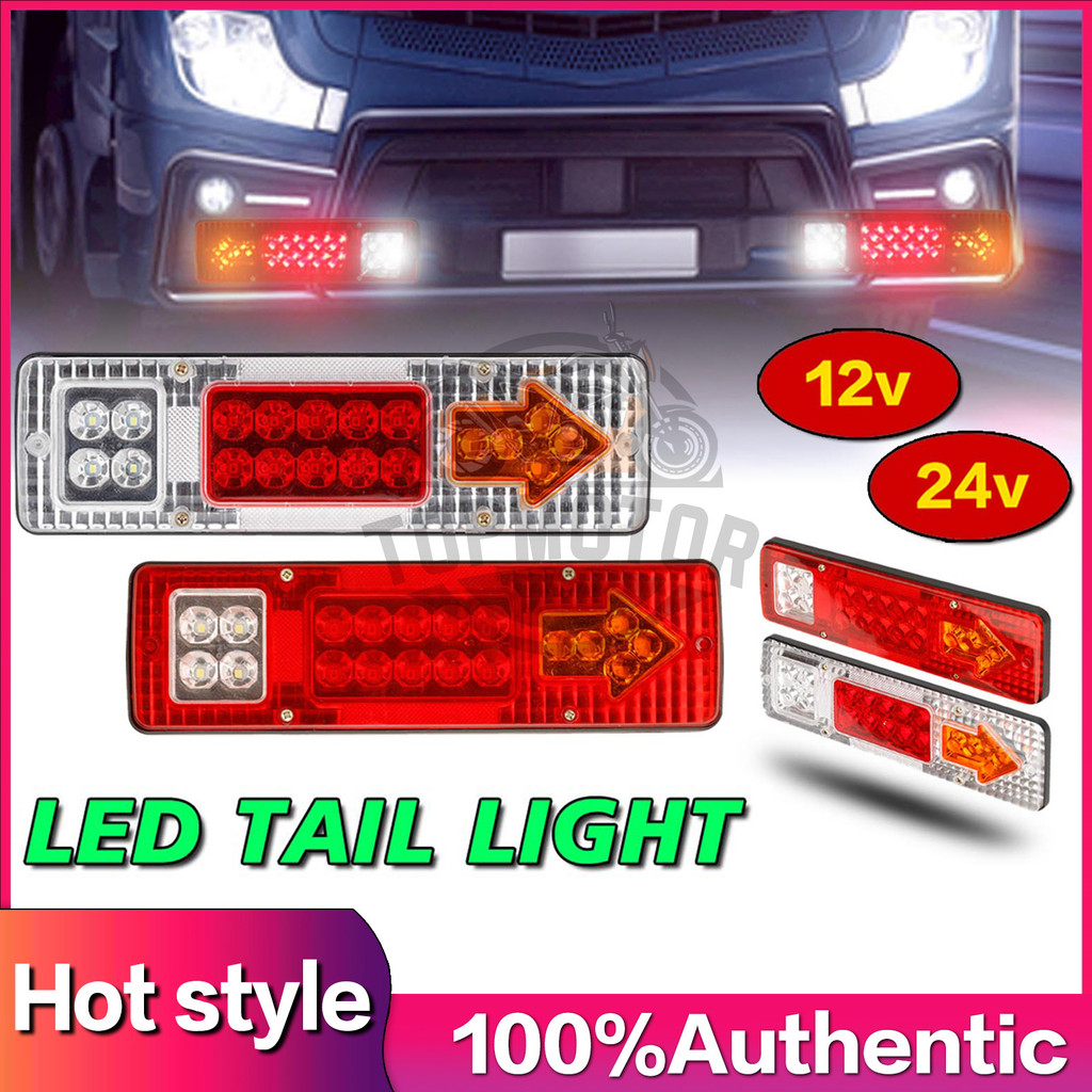 2Pcs Car Truck Lorry LED Tail Light 12V 24V Rear Turn Signal Lamp For ...