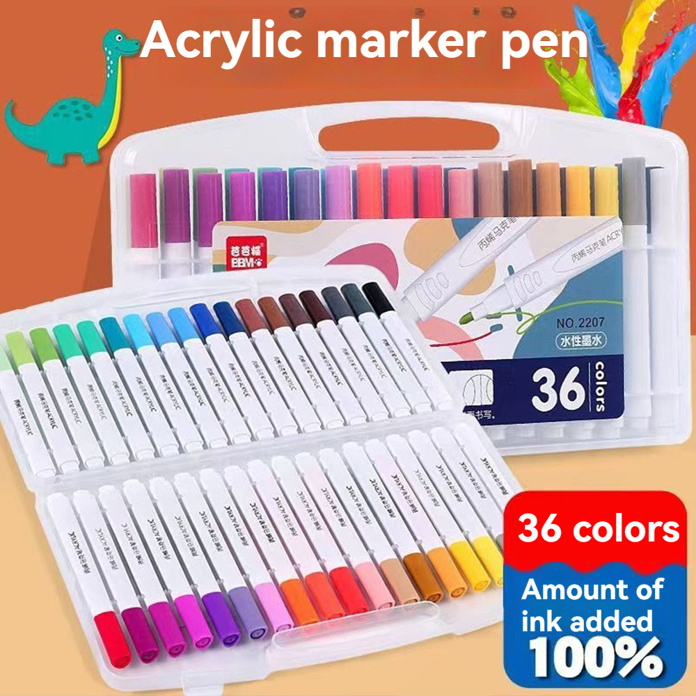 36/48 Colour Acrylic Marker Pen Waterproof Markerpen Kids Drawing ...