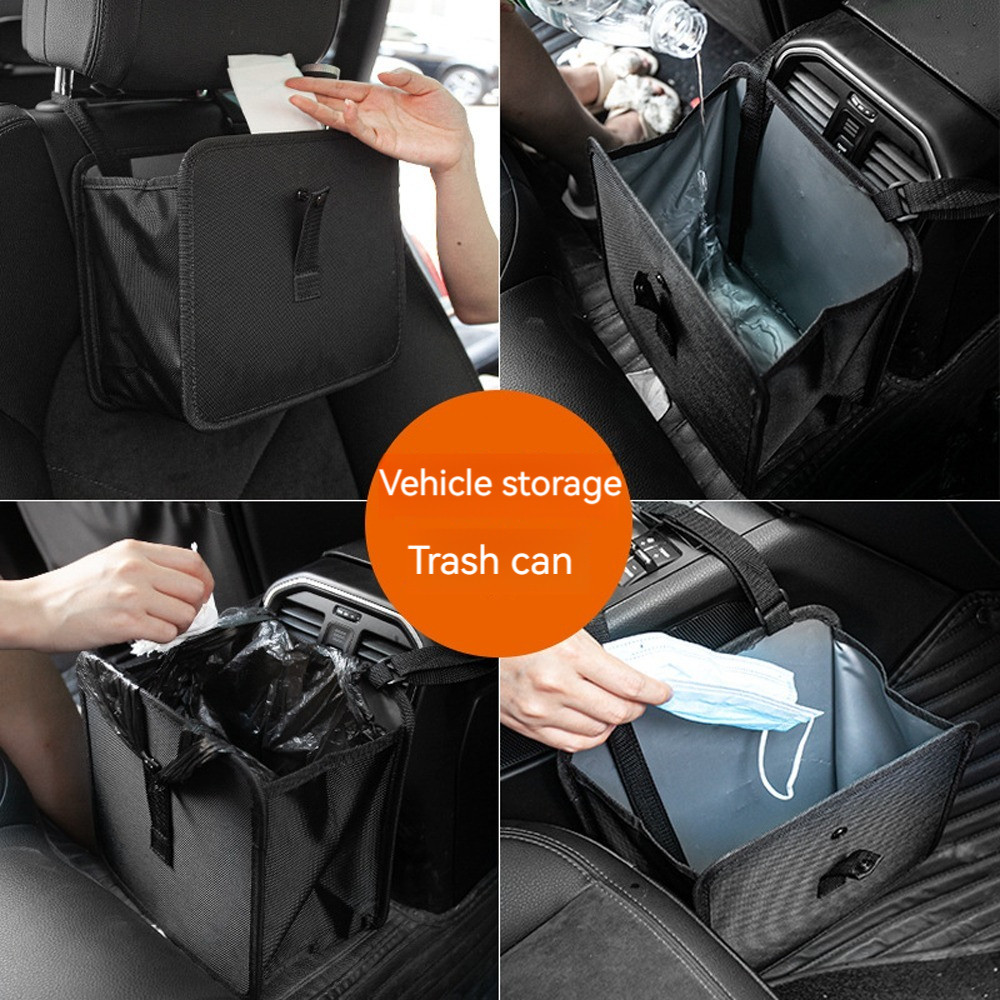 BST Car Dustbin Trash Can Storage Seat Back Organizer Garbage Can PU ...