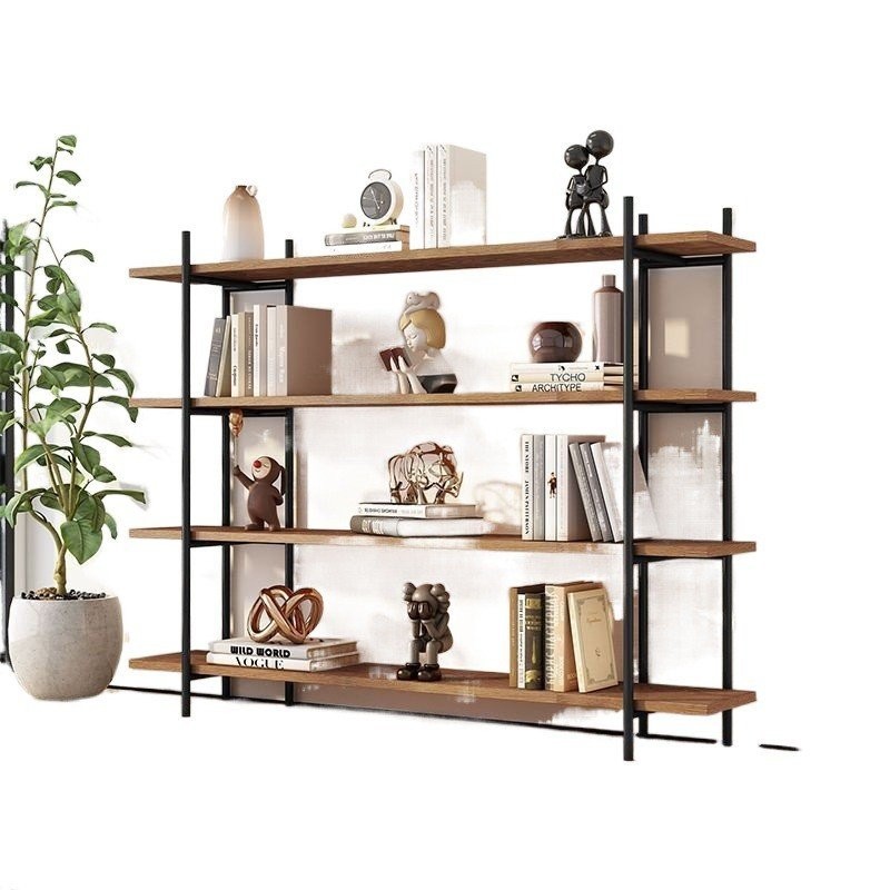 Rak buku lantai rak rumah besi tempa banyak lapisan penyimpanan rak ...