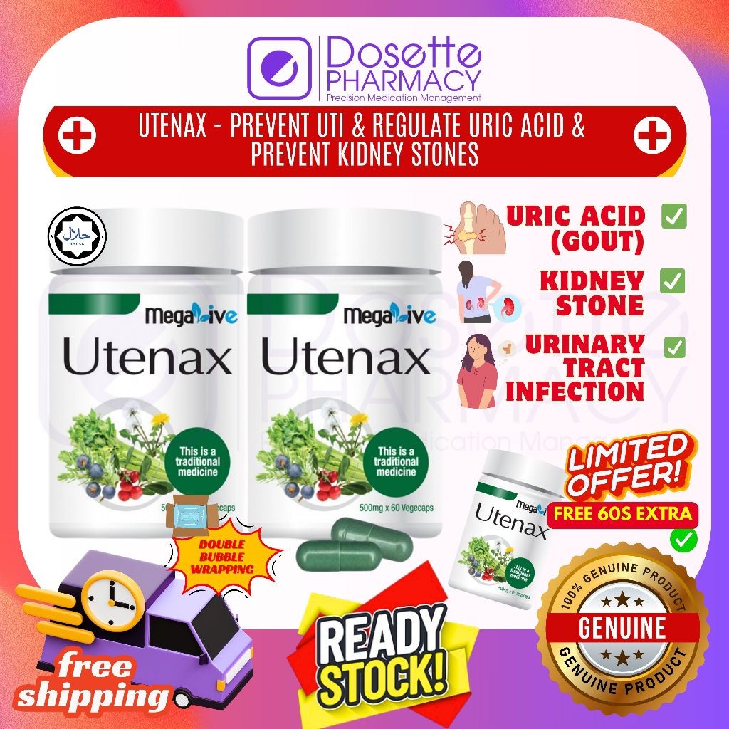 MEGALIVE UTENAX 2X60S - PREVENT KIDNEY STONES & REGULATE URIC ACID ...