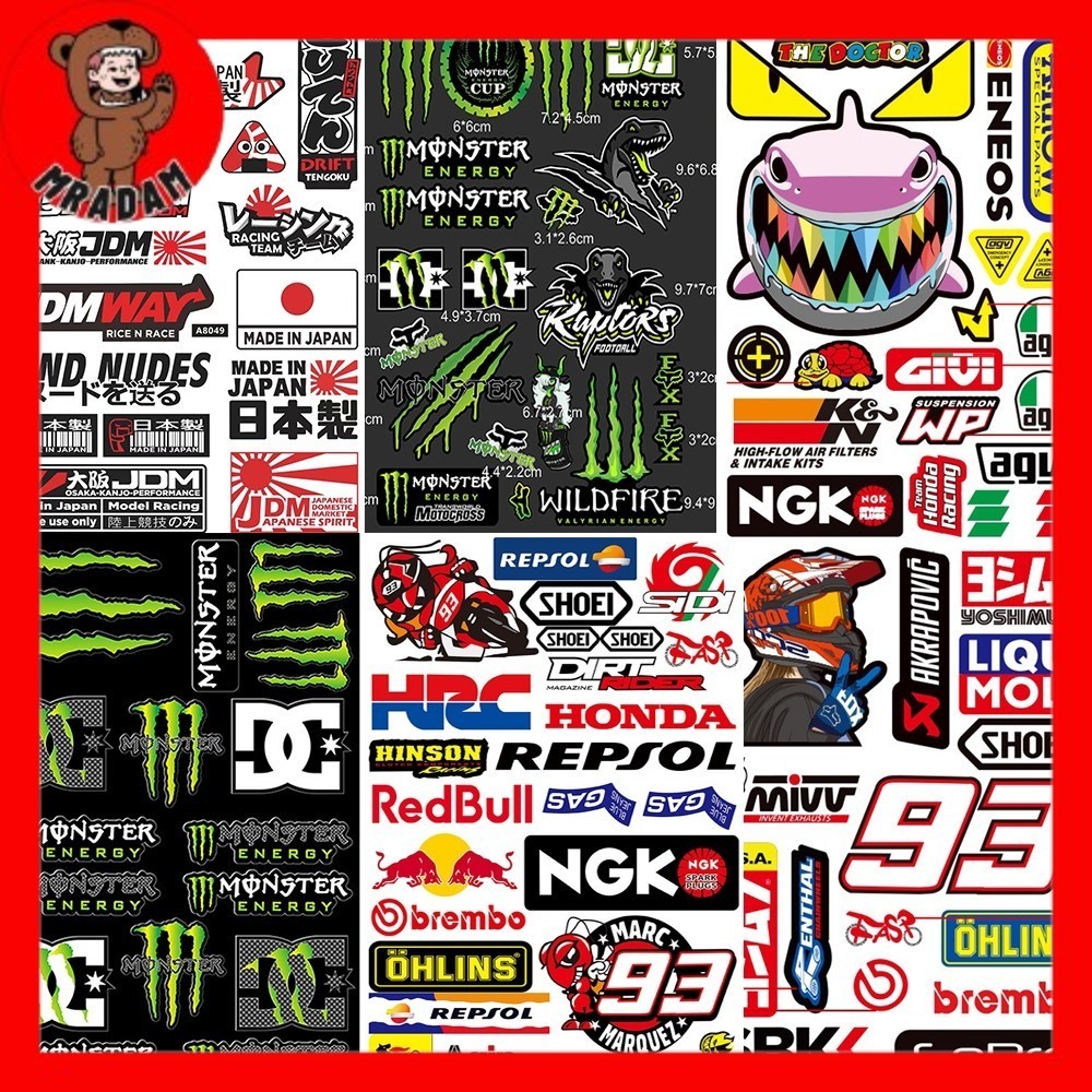 1 Set Sticker Reflective Motorcycle Side Strip Bike Helmet Sticker Car ...