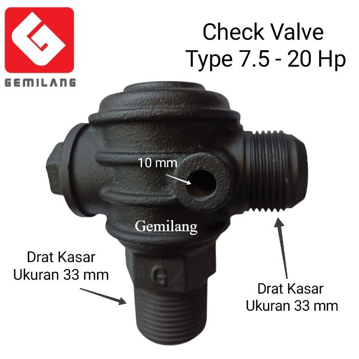 Check Valve Iron Compressor Type 7.5 - 20 Hp One Way Valve Coarse ...