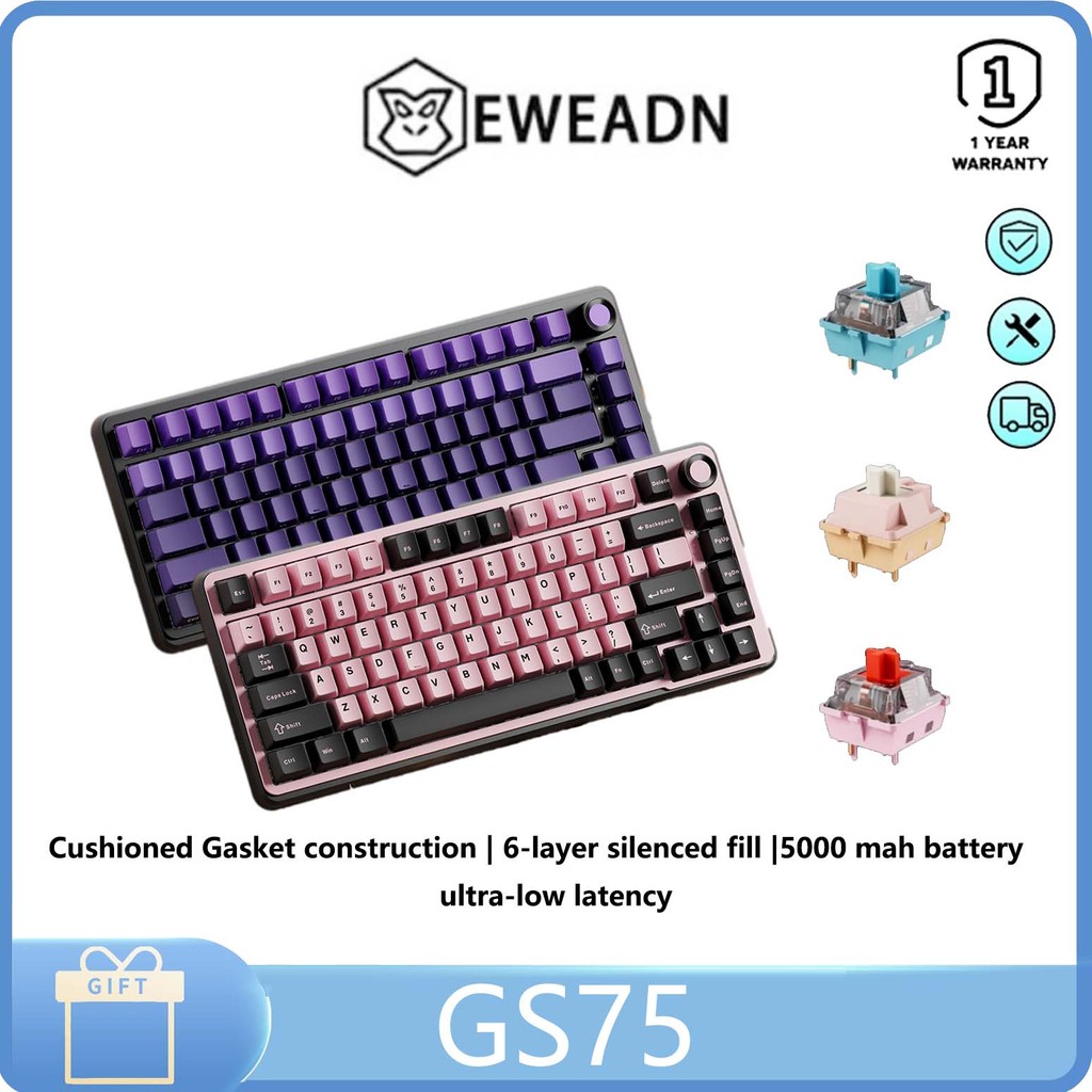 EWEADN GS75 customized mechanical keyboard Wireless Bluetooth three ...