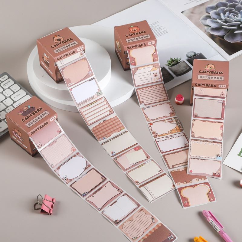 Kapibara Fun Pull-out Sticky Notes, Cartoon Handbook Material Stickers ...