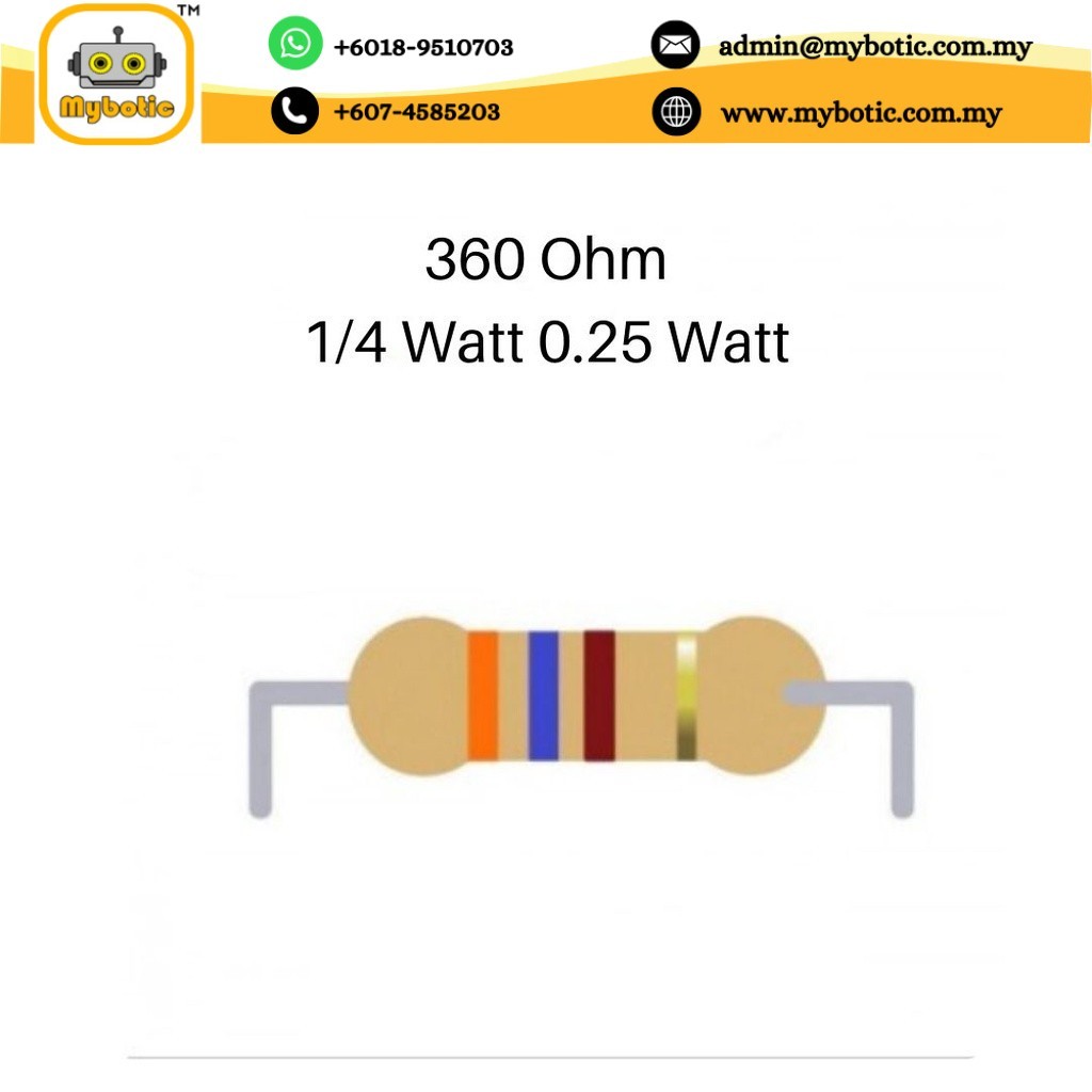 360 ohm 0.25w 1/4W resistor (5% tolerance) (10pcs/ pack) | Shopee Malaysia