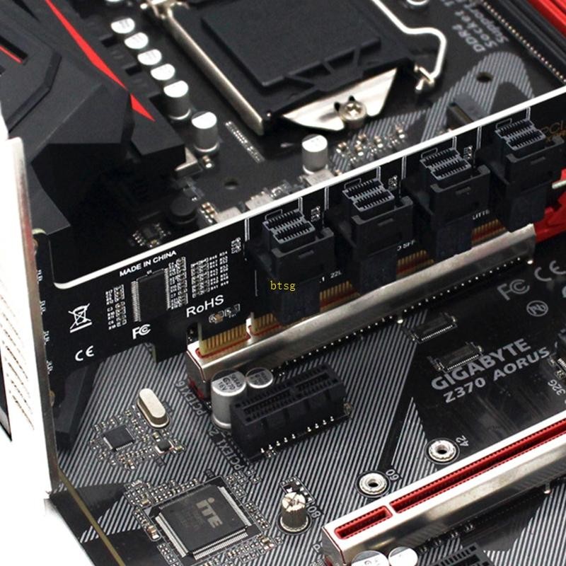 BT NGFF PCI-E 16X to 4 Ports U 2 Split Expansion Card SFF-8639 NVME ...