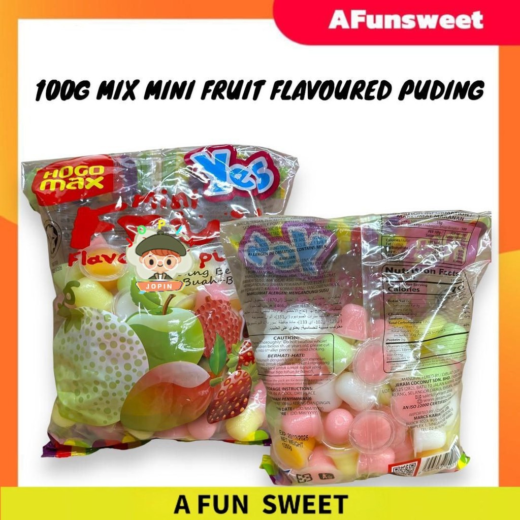 100pcs (1350g) Hogomax Mini Pudding Mix fruits Pelbagai Perisa Buah ...
