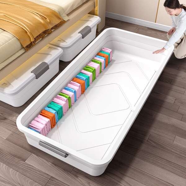 storage with wheel Kotak simpanan bawah katil jenis laci rata dengan ...