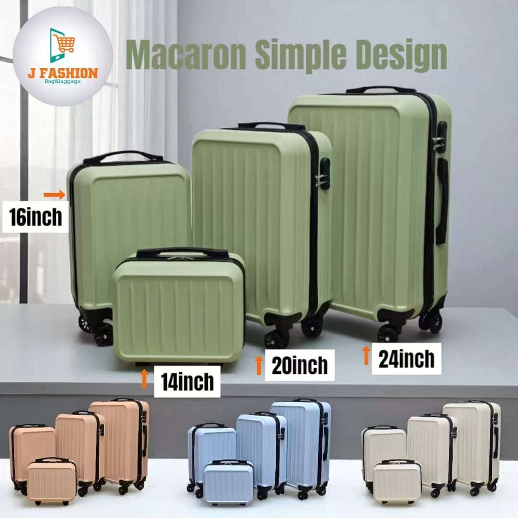 Beg bagasi Macaron Simple Design Luggage Travel Bags Suitcase 14"16"20 ...