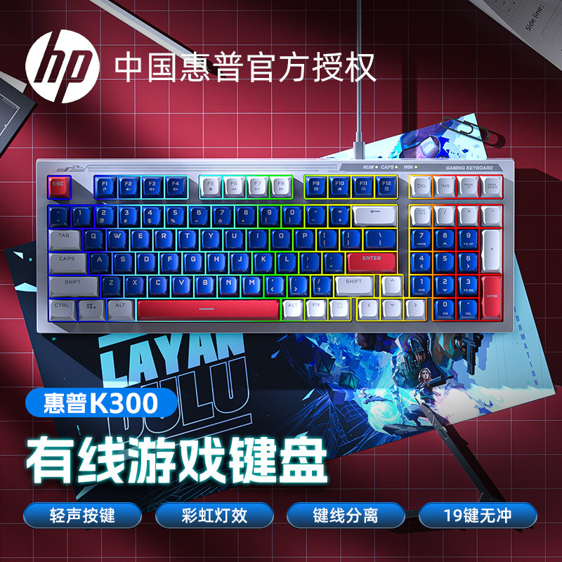 HP HP HP K300 Keyboard Wired Mechanical Feel Mute High-Appearance ...
