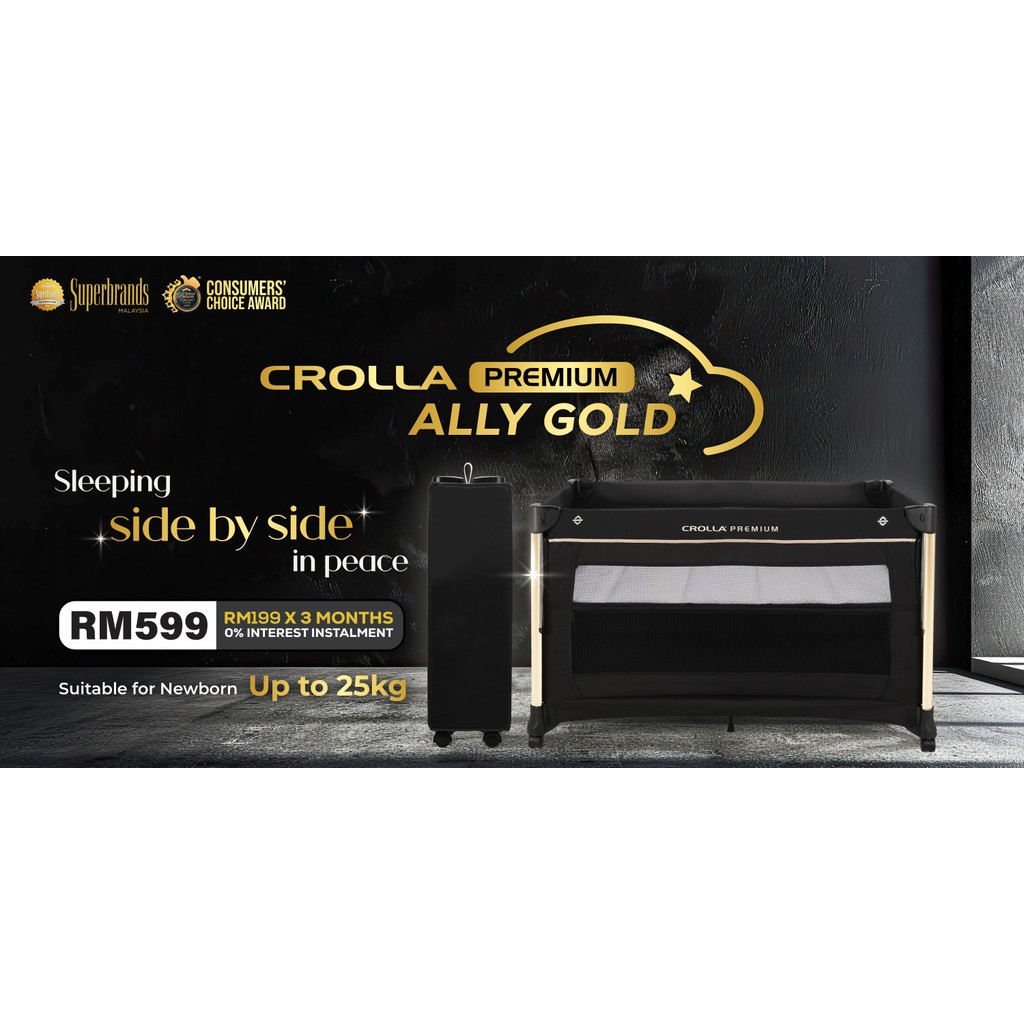 Crolla Premium - Ally Gold Baby Cot (Travel Friendly Playpen) | Shopee ...