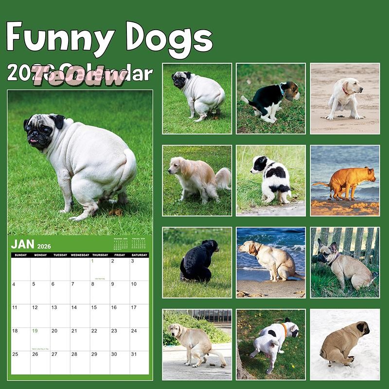 [TeOdw-t] 2026 Wall Calendar-Dog Pooping Calendar, Monthly Calendar ...