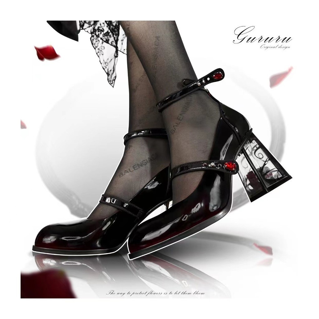 Vintage Gothic Style Women's High Heels with Rose Thick Heels: Perfect ...
