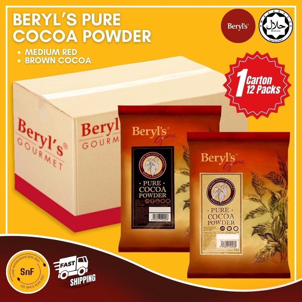 1 CARTON Beryl's Gourmet 100% Pure Cocoa Powder Premium Quality Serbuk ...
