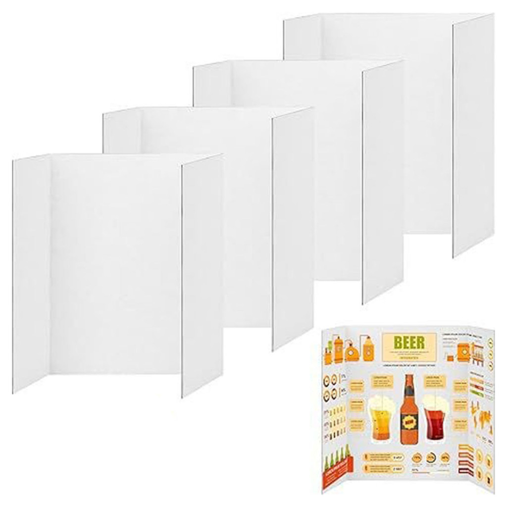 yqST_ 4Pcs Tri-Fold Poster Boards Small White Presentation Boards ...