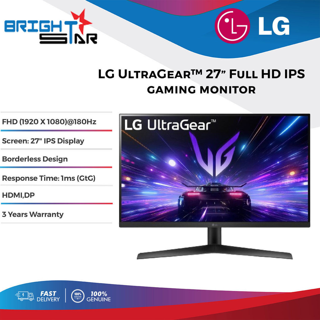 LG 27GS60F 27” UltraGear Full HD IPS gaming monitor - 180Hz, IPS 1ms ...