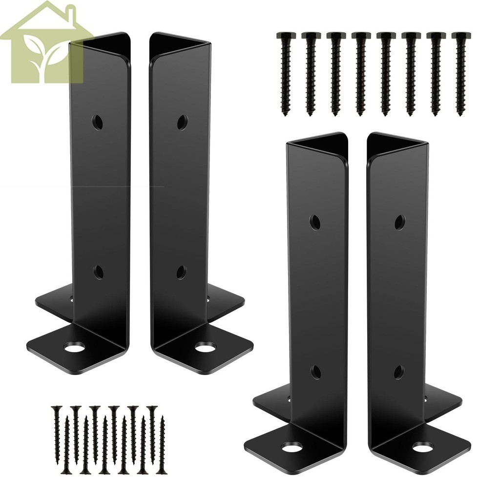 4Pcs Post Anchor Base Iron Deck Post Base Brackets Half Column Deck ...