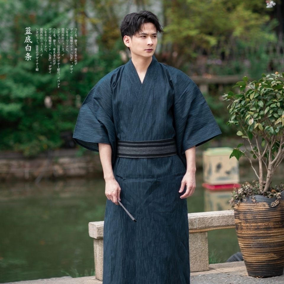 Men Kimono Samurai Robe Yukata Traditional Kimono Retro Formal Dress ...