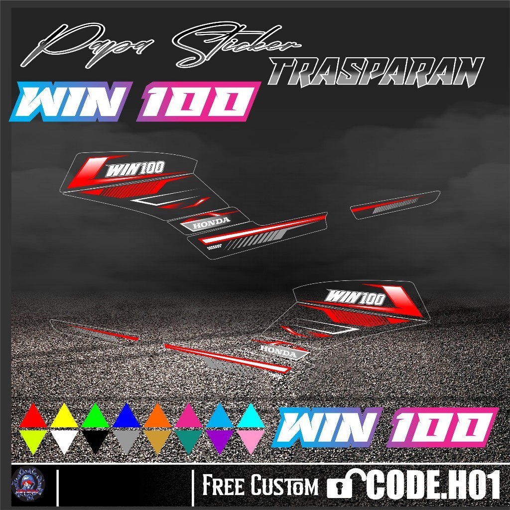 New Transparent Striping WIN 100 MOTIF STICKER Transparent papa H01 ...