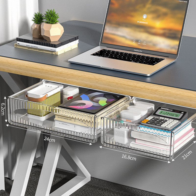 Under Table Drawer Storage Box Hidden Self-Adhesive Drawer Type Storage ...