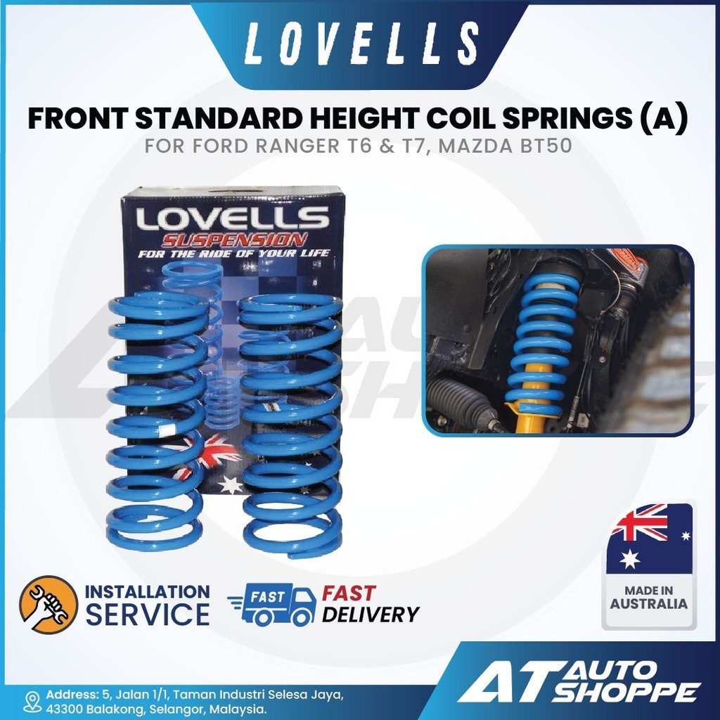 Lovells FFS-90 Front Standard Height Coil Springs (A) Suitable for Ford Ranger T6 & T7, Mazda ...