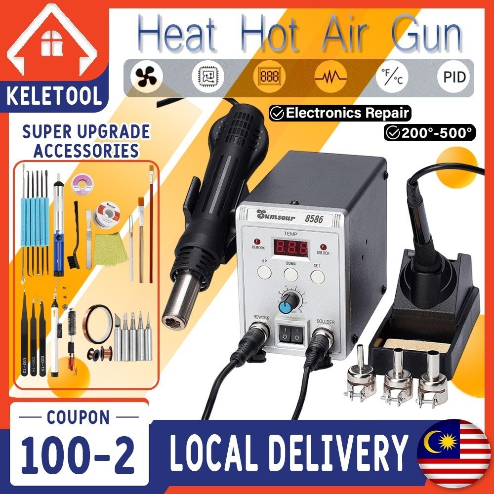 KELETOOL Heat Hot Air Gun Desoldering Rework Station Kit Compact ...
