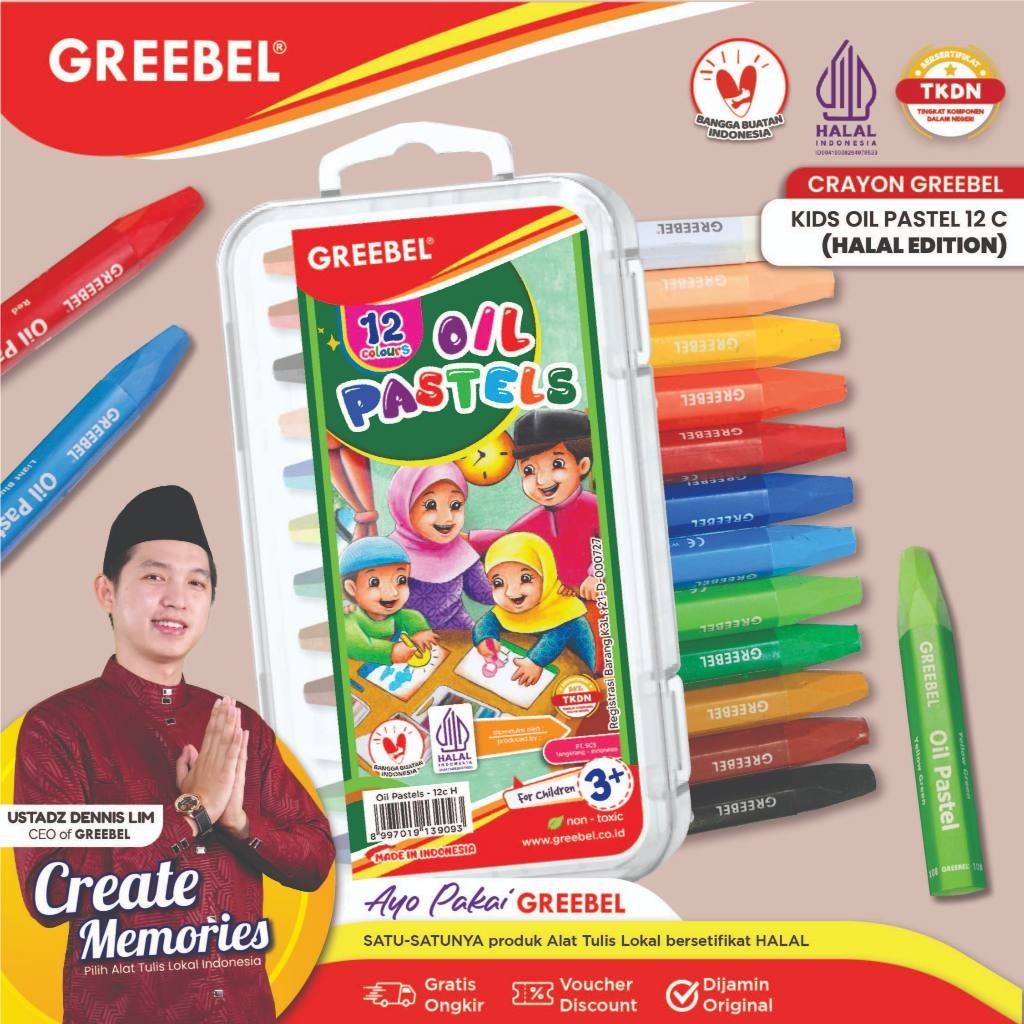 Greebel Crayon 12colors HALAL EDITION/Oil Pastel Greebel 12colors ...