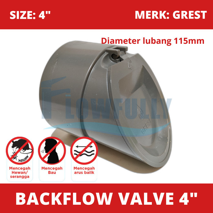 Grest BACKFLOW VALVE 4 INCH/BACK FLOW VALVE GOT ANTI Rat Odor PVC ...