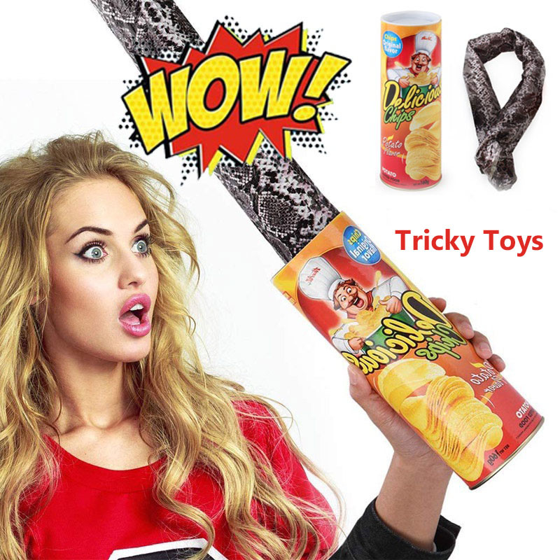 Potato Chip Snake in A Can Gift Prank Funny Scary Shock Halloween Gift ...